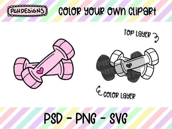 Dumbbells Clipart LAYERED Doodle Clipart Can Be Colored - Etsy Australia