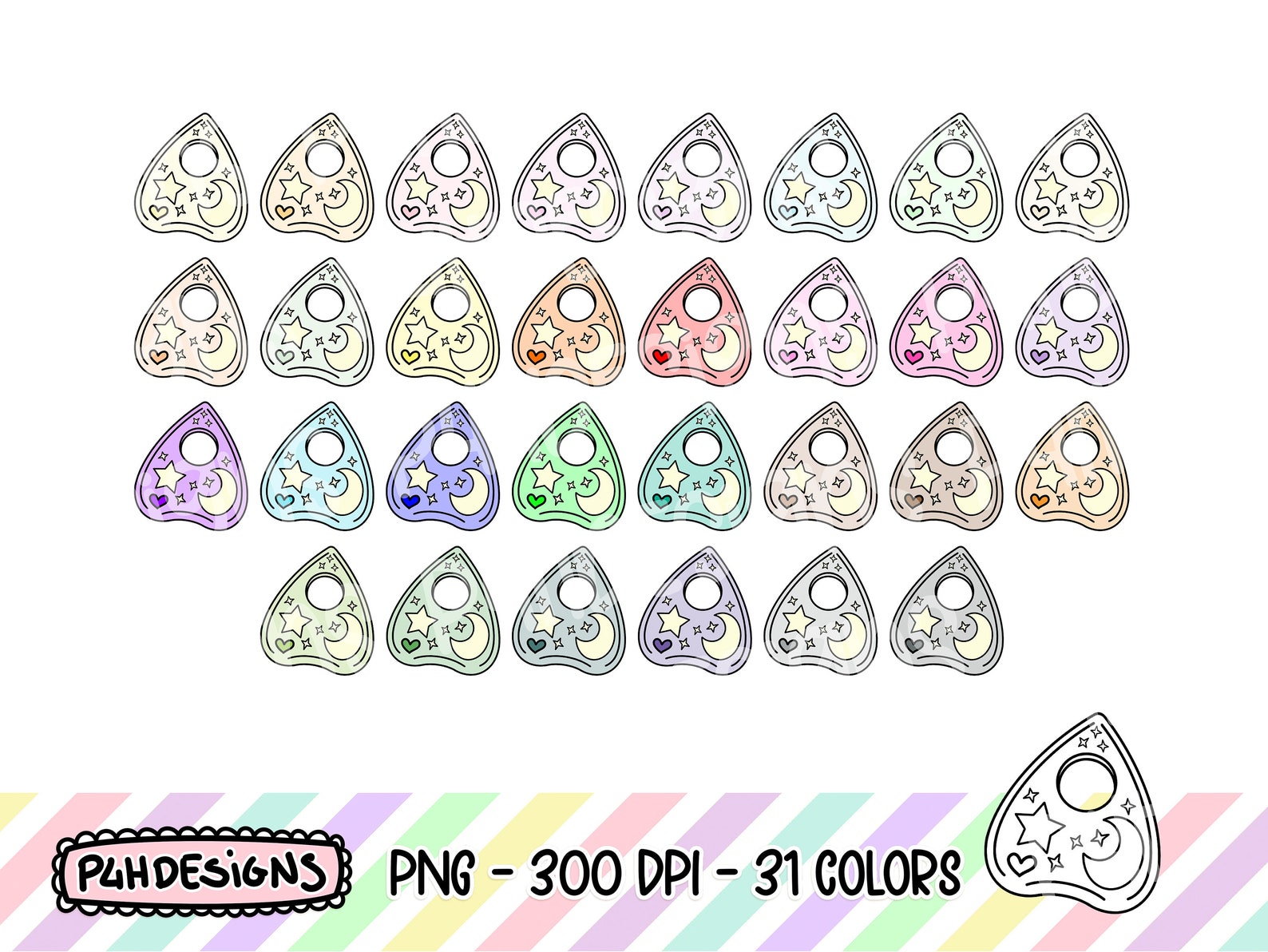Planchette Clipart, Doodle Clipart, Multicolor, Commercial Use, Hand ...