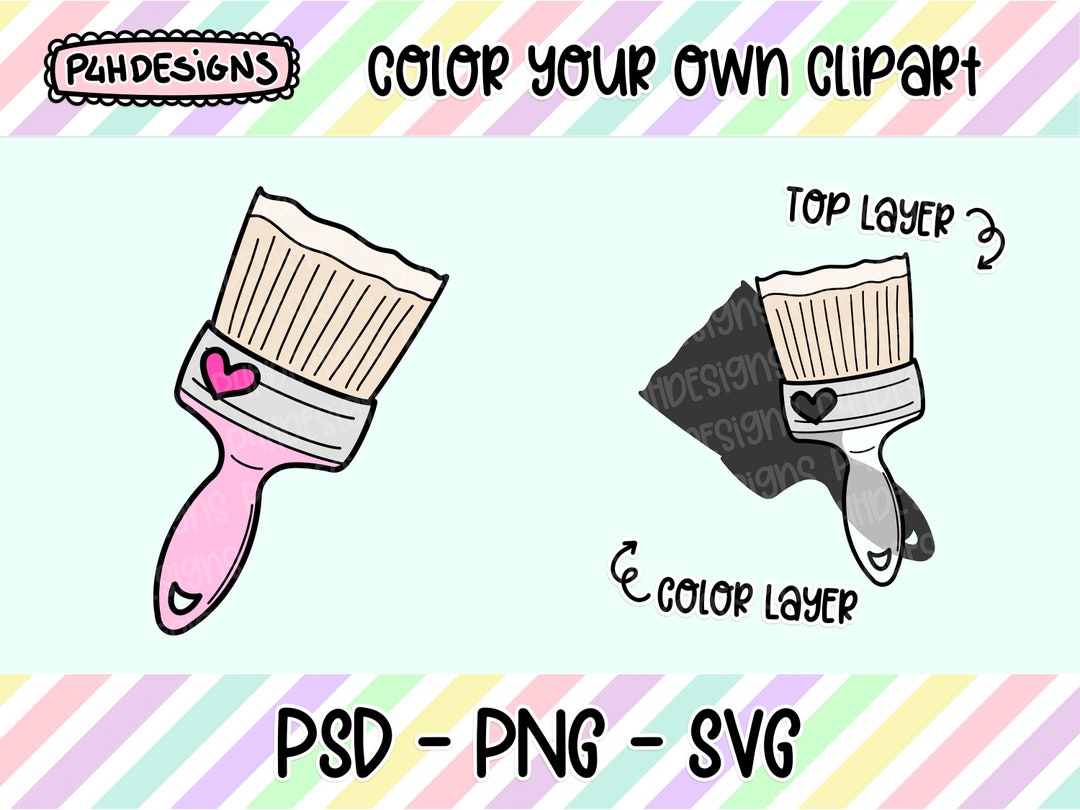 Paintbrush Clipart, LAYERED, Doodle Clipart, Can Be Colored, Commercial ...