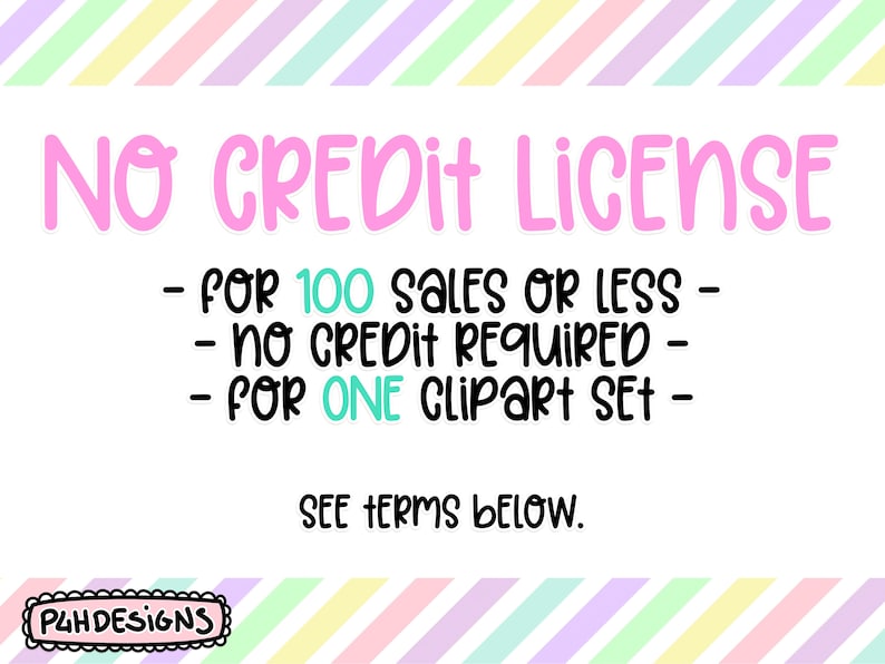 No Credit Required Commercial Use License - for ONE Set of Clip Art ...