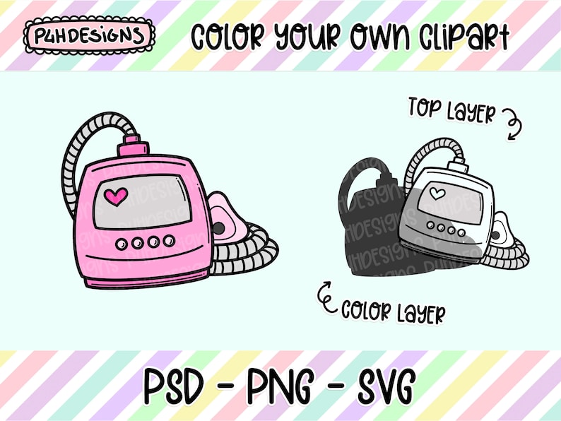 CPAP Machine Clipart, LAYERED, Doodle Clipart, Can Be Colored ...