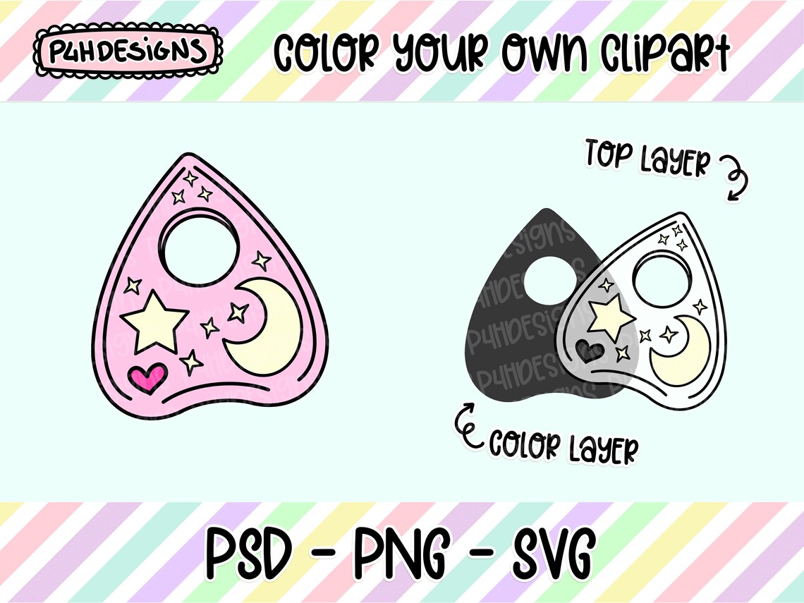 Planchette Clipart, LAYERED, Doodle Clipart, Can Be Colored, Commercial ...