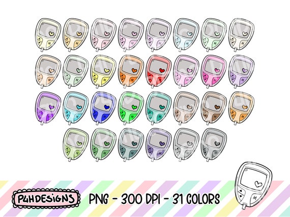 Glucose Meter Clipart Doodle Clipart Multicolor Commercial | Etsy
