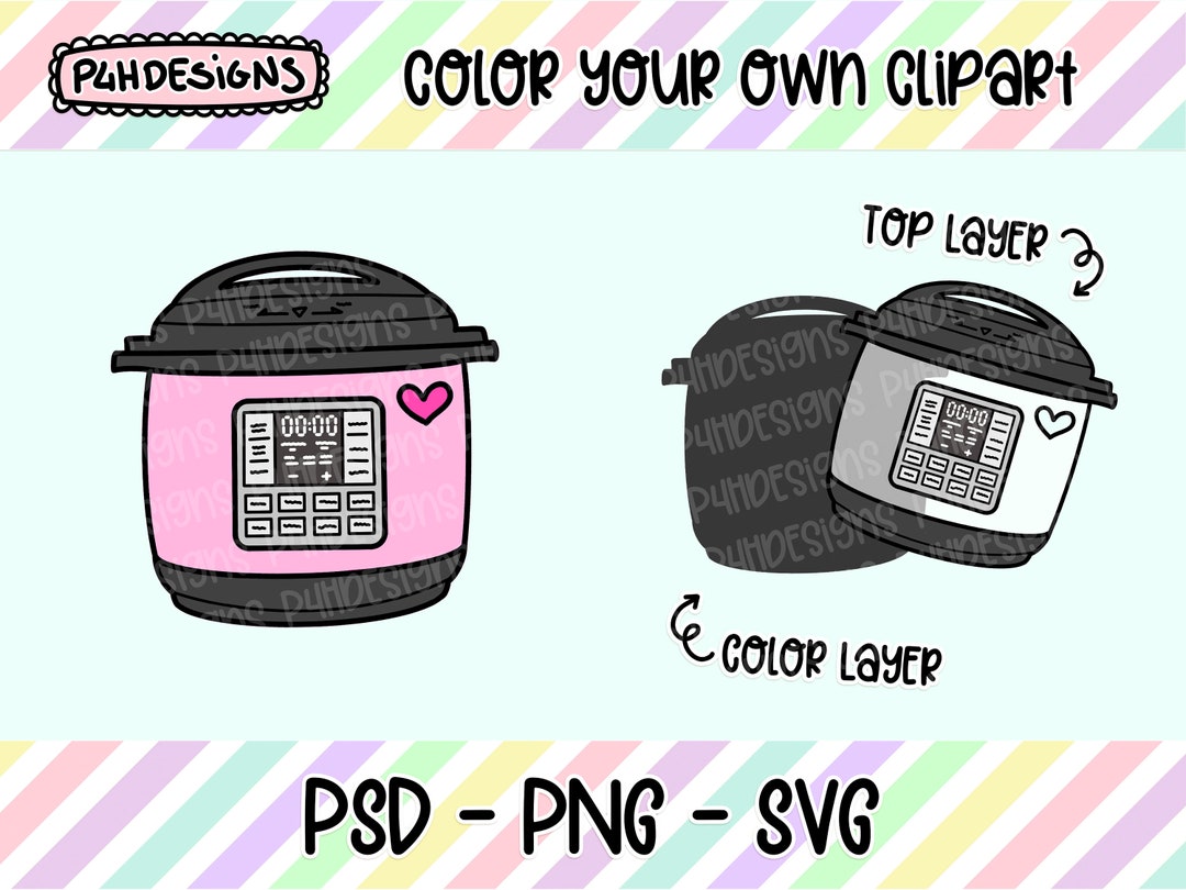 Electric Pressure Cooker Clipart, LAYERED, Doodle Clipart, Can Be ...