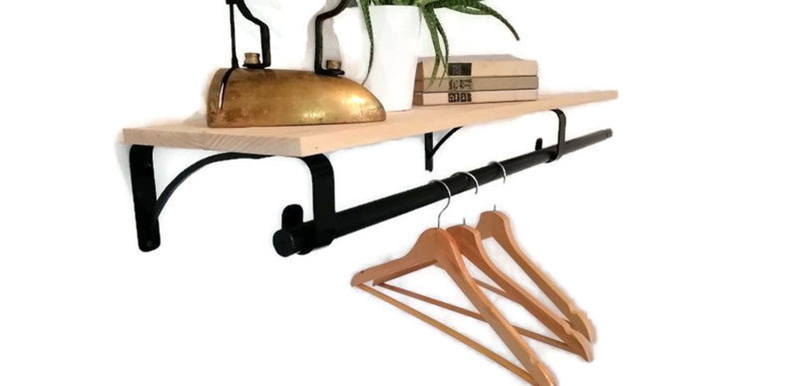 Shelf Support Bracket With Rod Holder Design, Wall Shelf Holder - Etsy