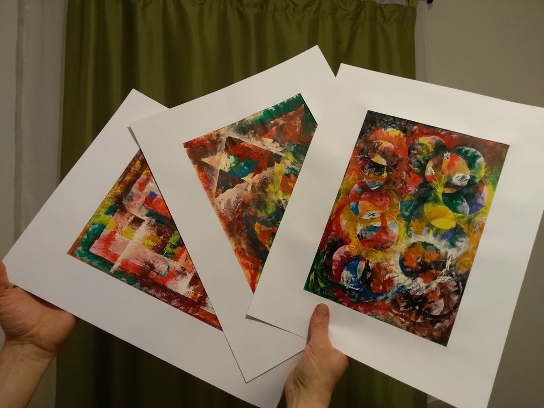 Colorful and Dynamic Painting for the Office Acrylic Painting on Paper ...