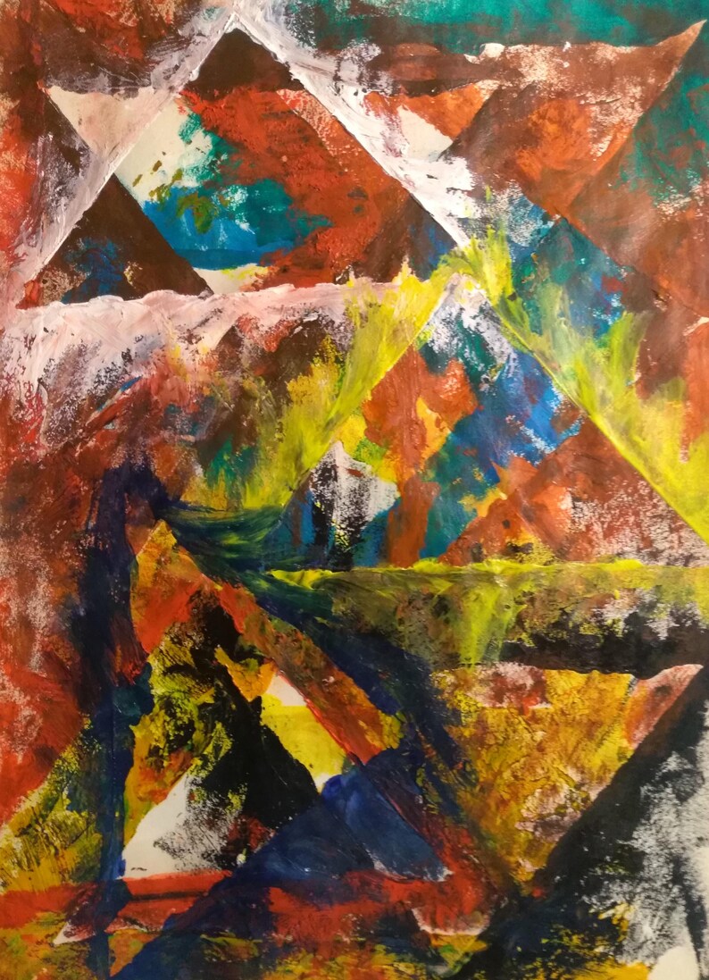 Colorful and Dynamic Painting for the Office Acrylic Painting on Paper ...