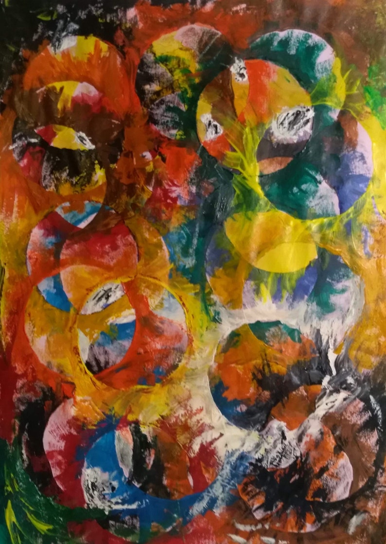 Colorful and Dynamic Painting for the Office Acrylic Painting on Paper ...