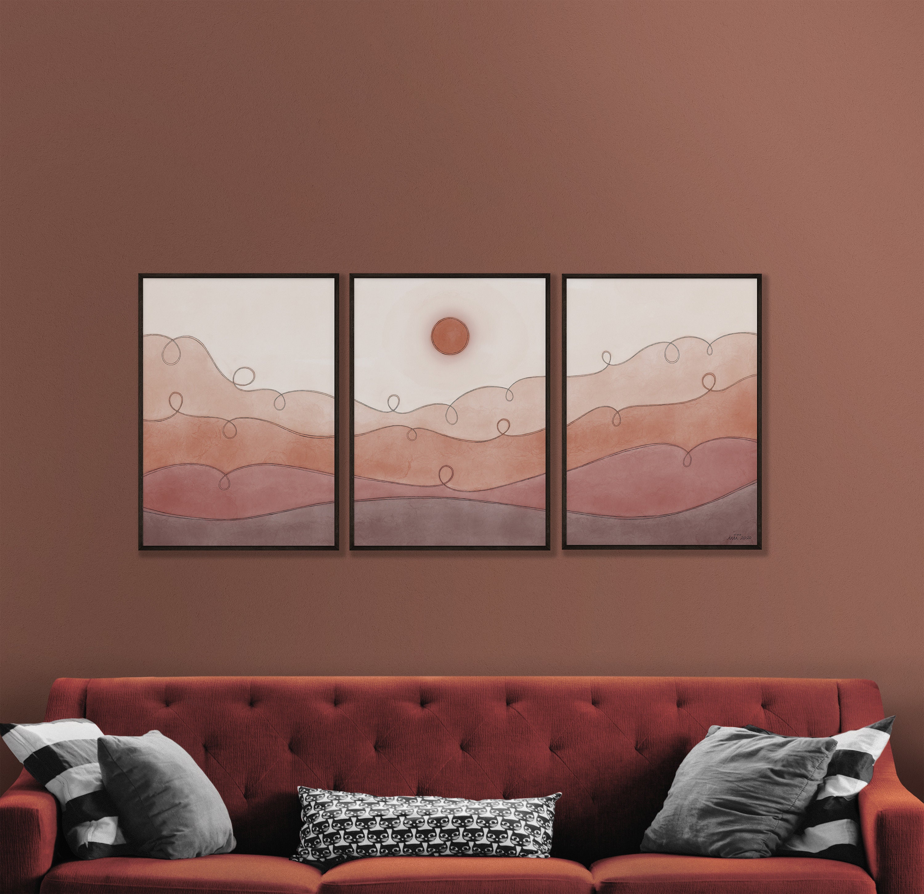 70s Wall Art Set of Three Prints // Fall Home Decor Mid - Etsy