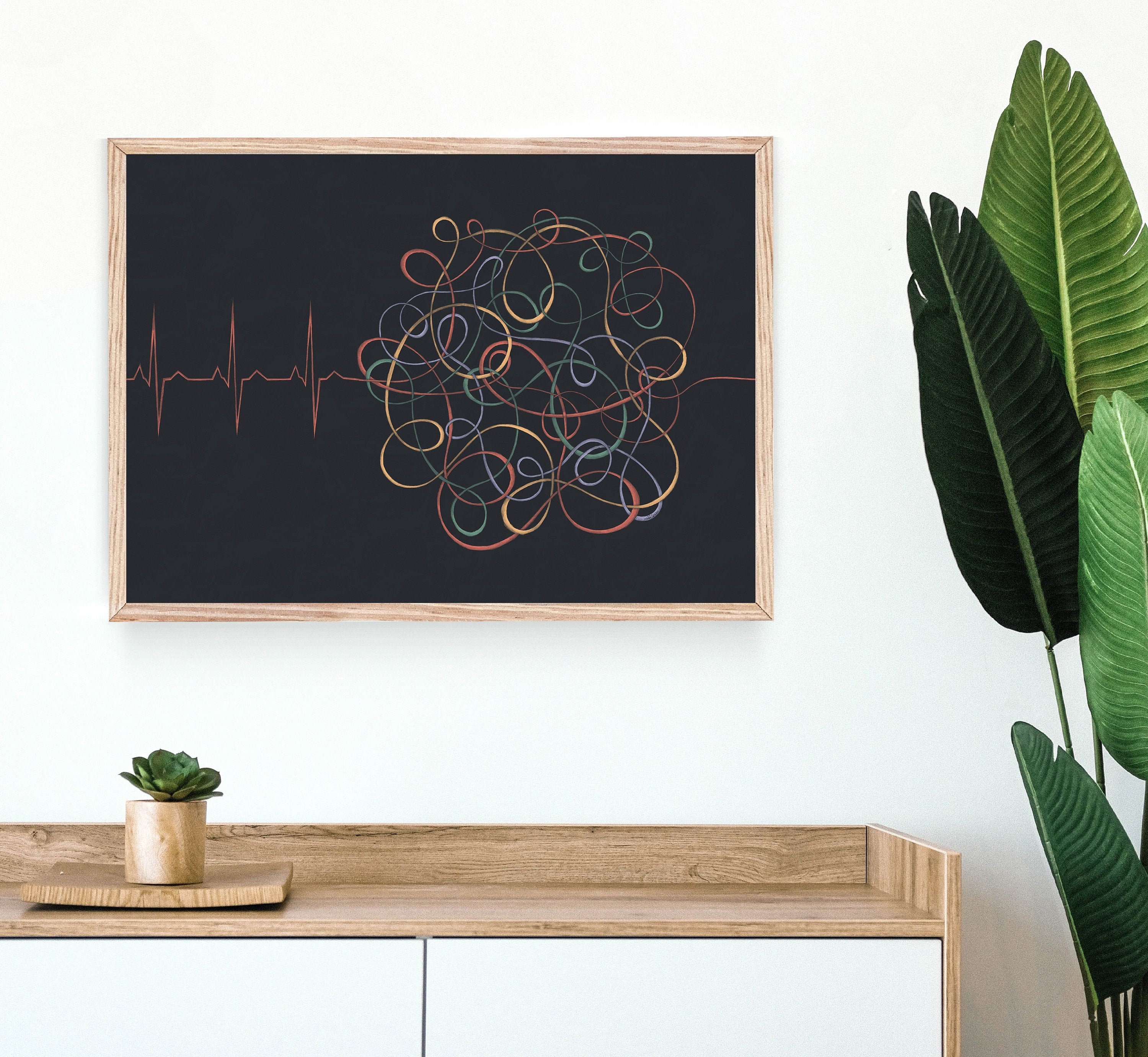 Heart Beat Line Drawing Art // Original Digital Artwork - Etsy