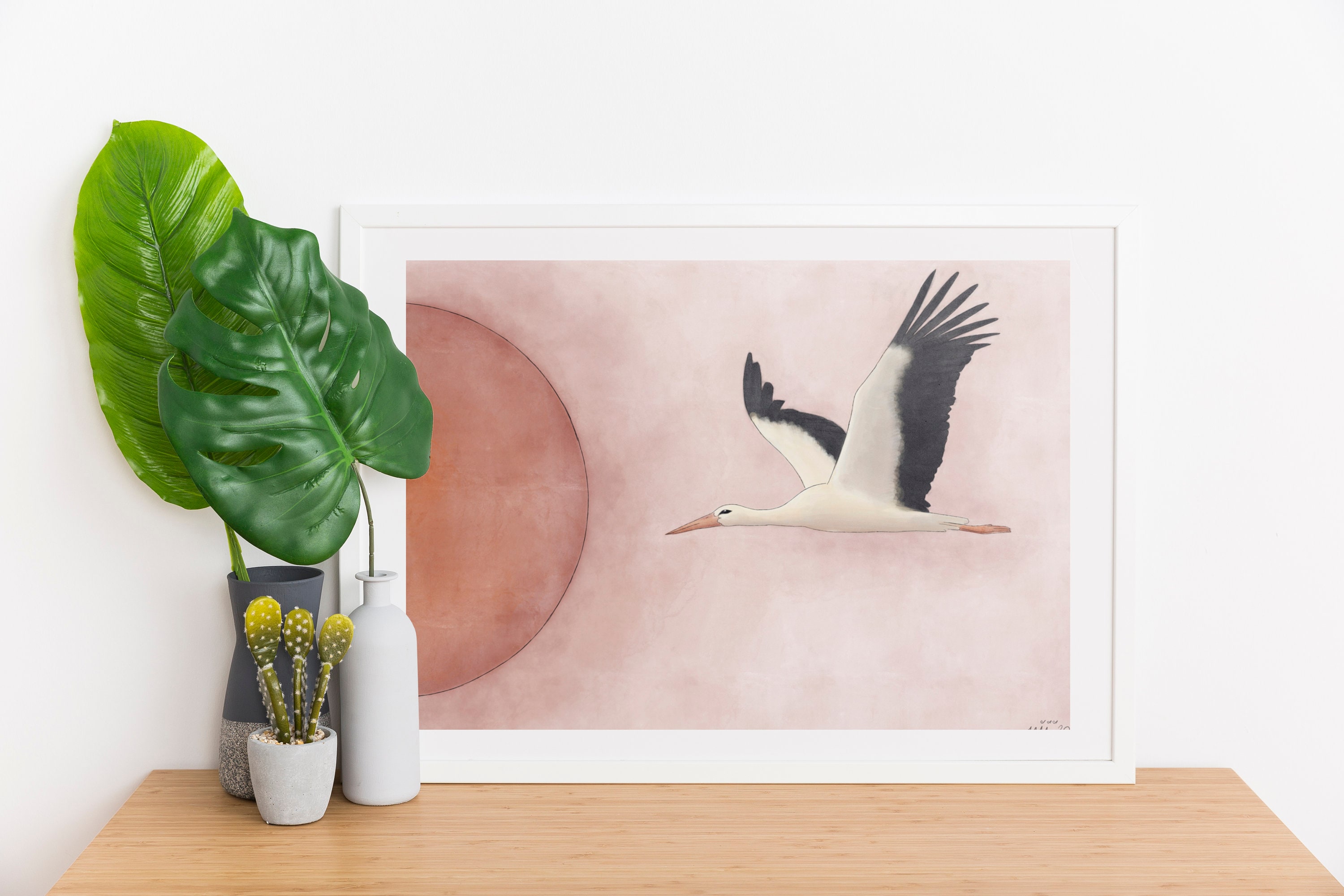 Stork Artwork // Downloadable Print - Bird Wall Art - 70s Home Decor ...