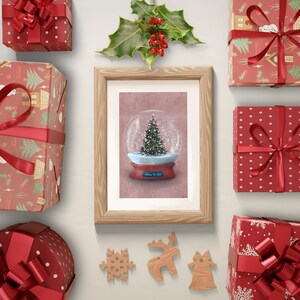Snow Globe Christmas Decor // Christmas Tree Art Print - Happy New Year ...