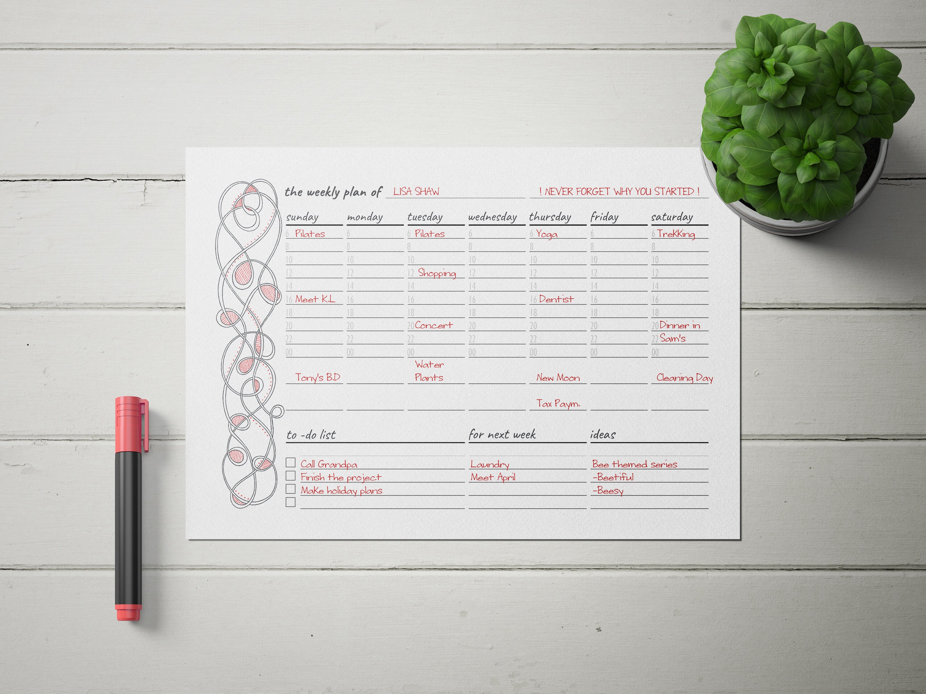 Weekly Schedule // Productivity Planner Weekly Planner - Etsy Singapore