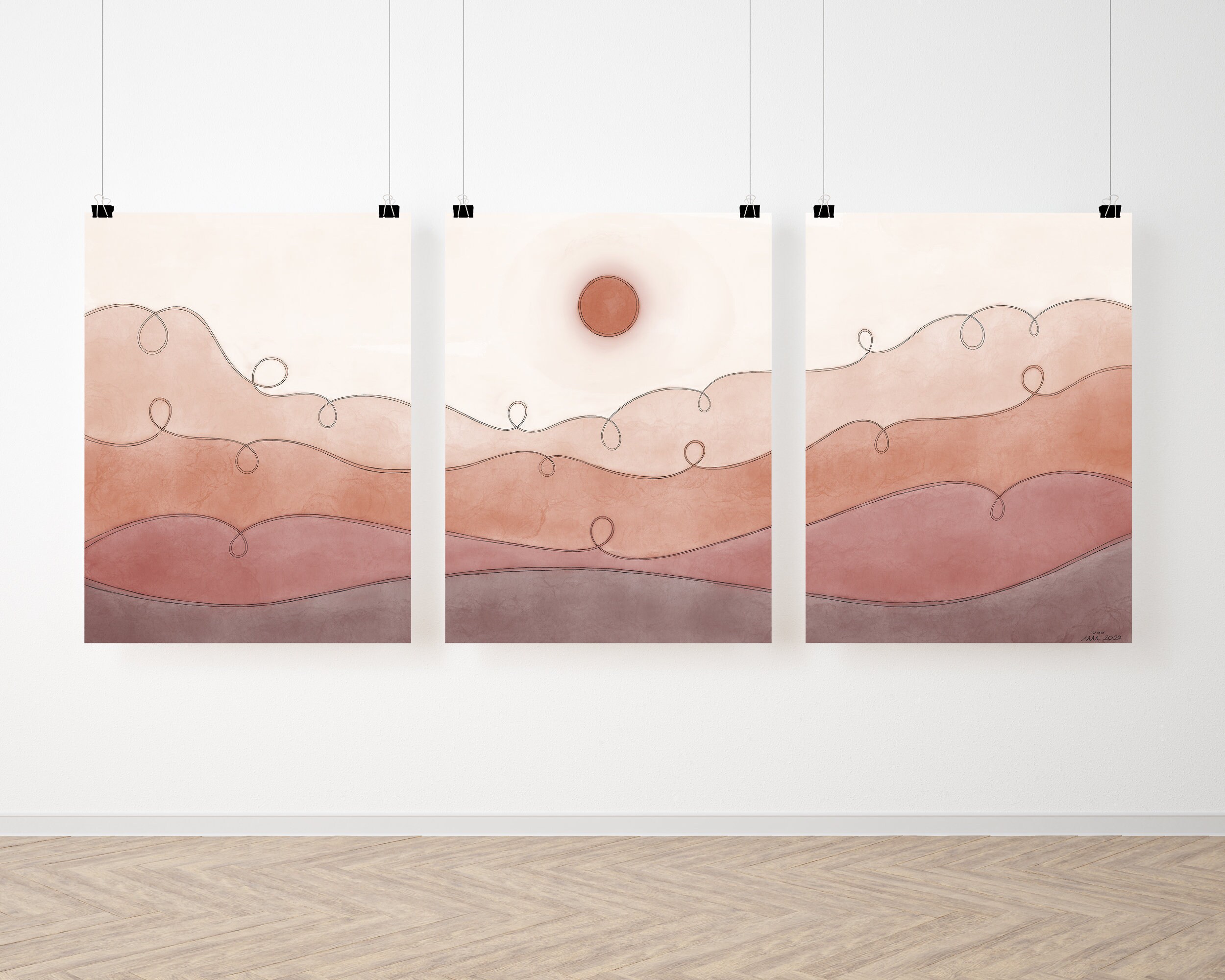 70s Wall Art Set of Three Prints // Fall Home Decor Mid - Etsy