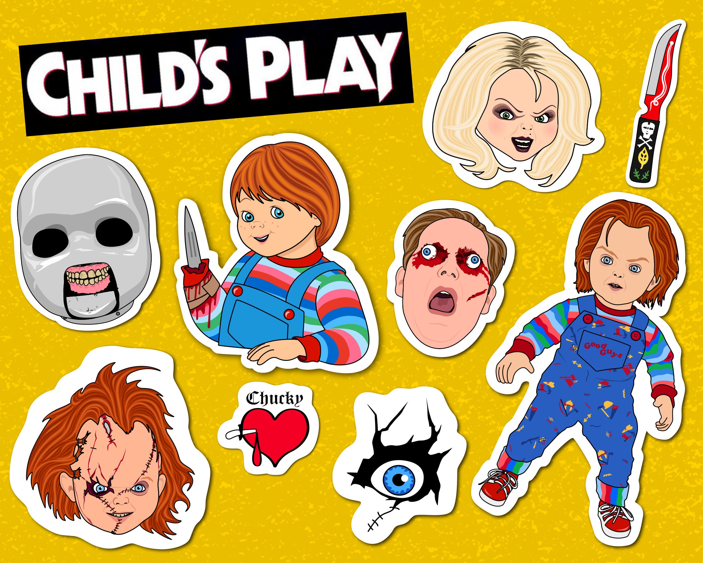 Chucky Childs Play Horror Movie Sticker Set 10 Stickers | Etsy