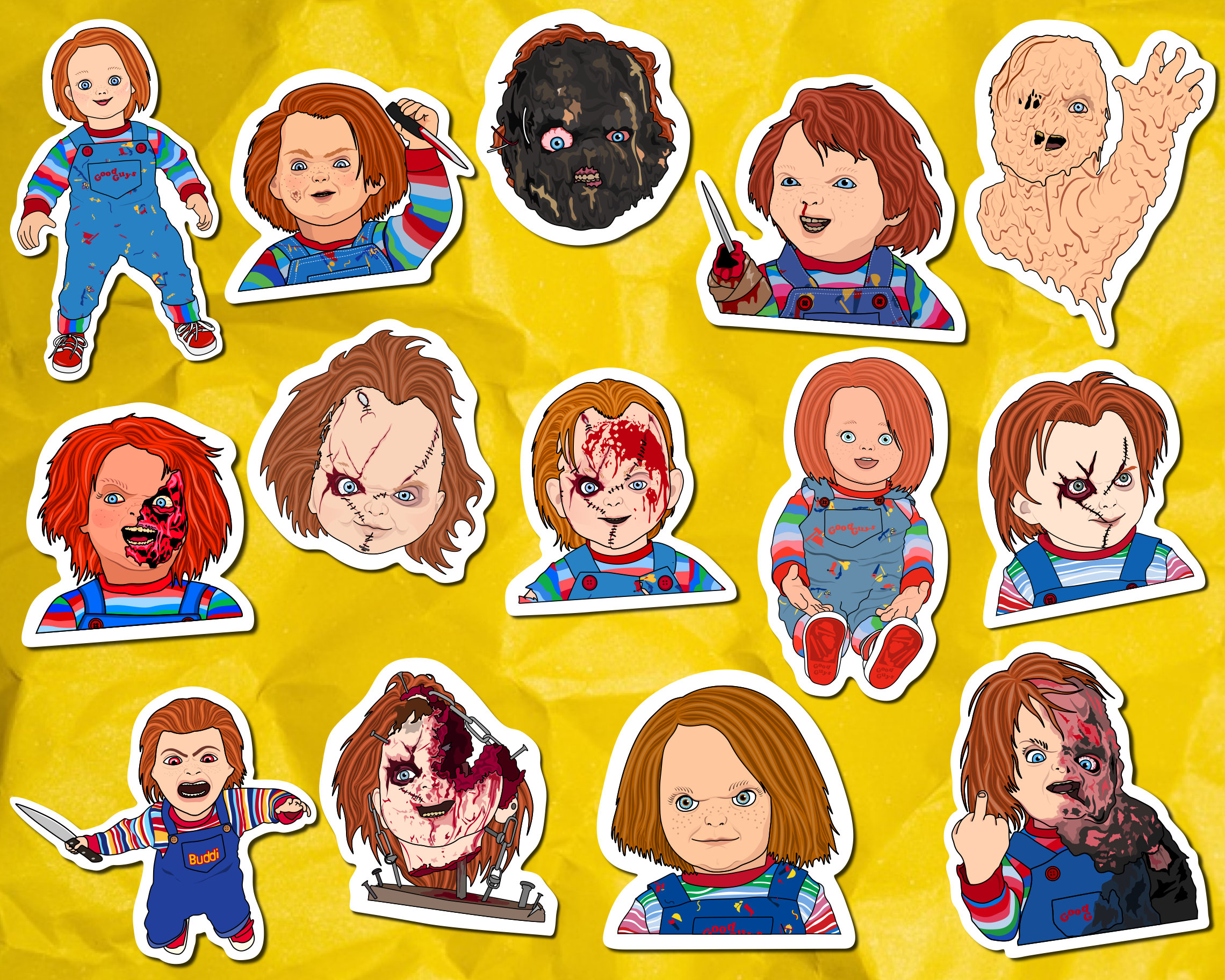 The Faces of Chucky Childs Play Horror Movie Sticker Set - Etsy Canada