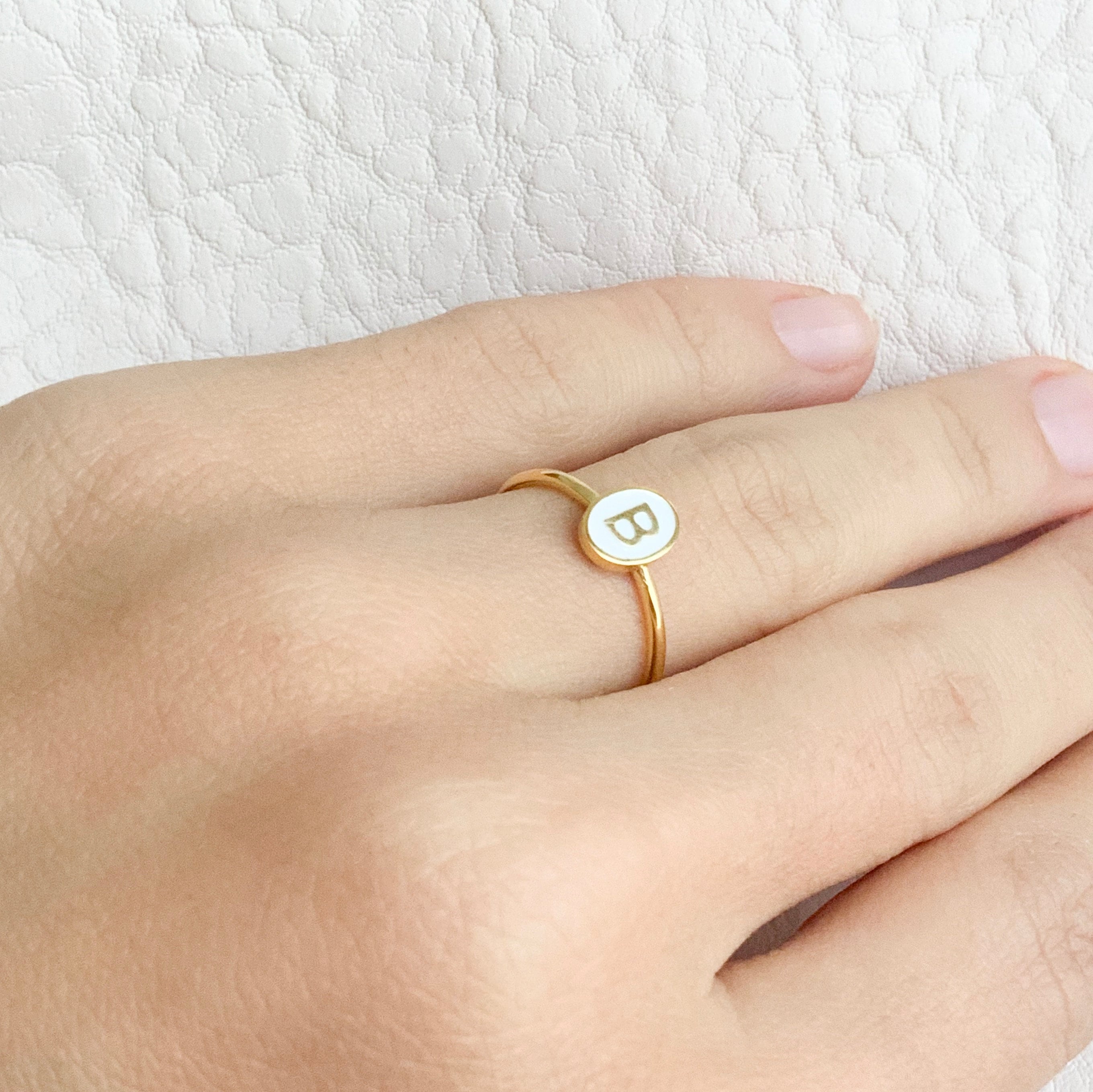 14k Solid Gold Initial Ring / Rings for Women / Personalized | Etsy