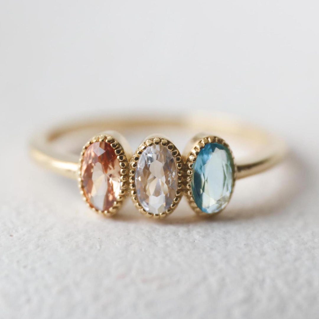 Mothers Ring 2, 3, 4, 5, 6 Stone, Birthstone Ring for Mom, Mothers Day ...