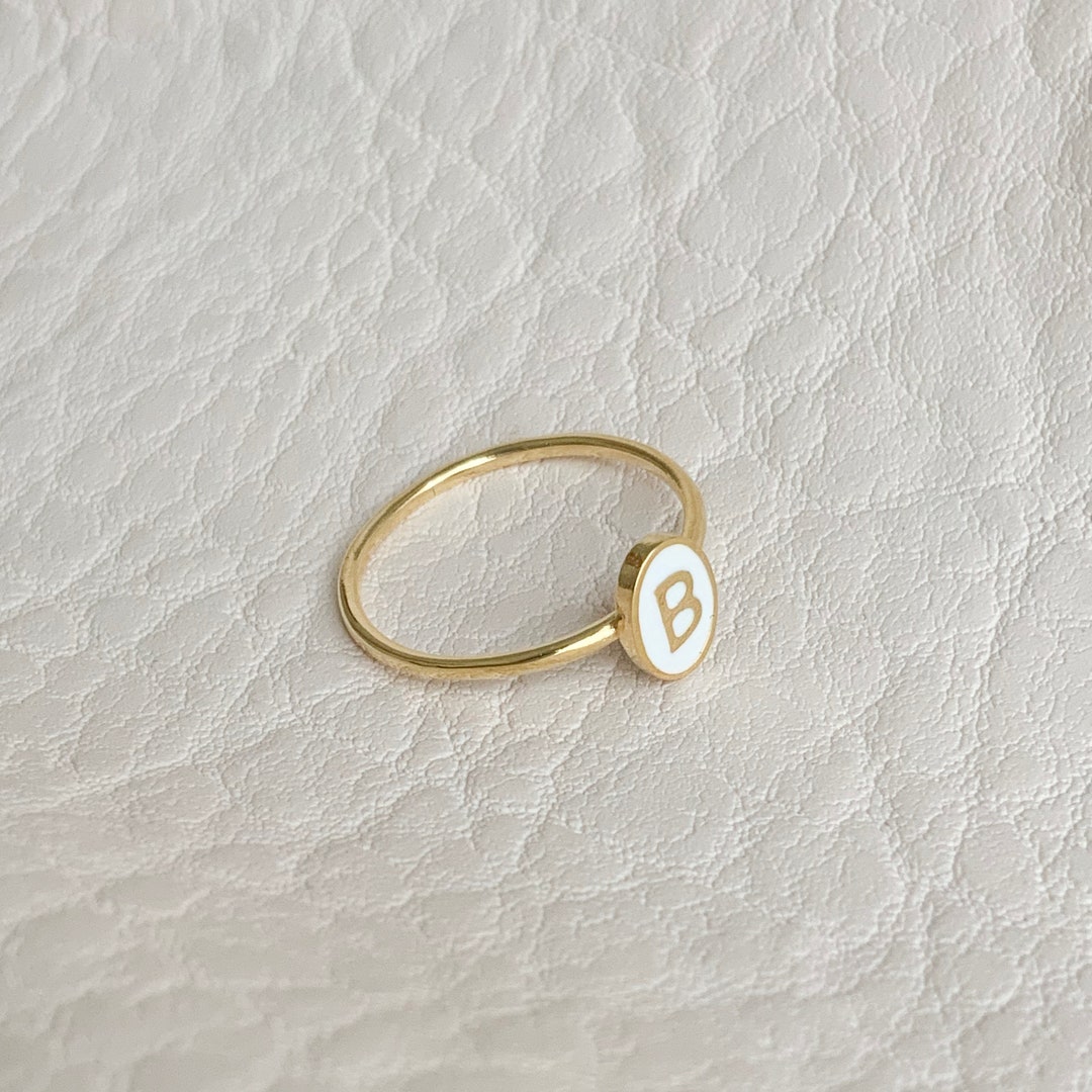 14k Solid Gold Initial Ring / Rings for Women / Personalized Ring ...