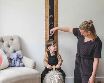 Wooden Chalkboard Height Chart Ruler Natural Finish Personalised Free ...