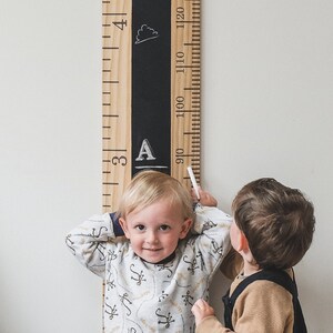 Wooden Chalkboard Height Chart Ruler Natural Finish - Personalised ...