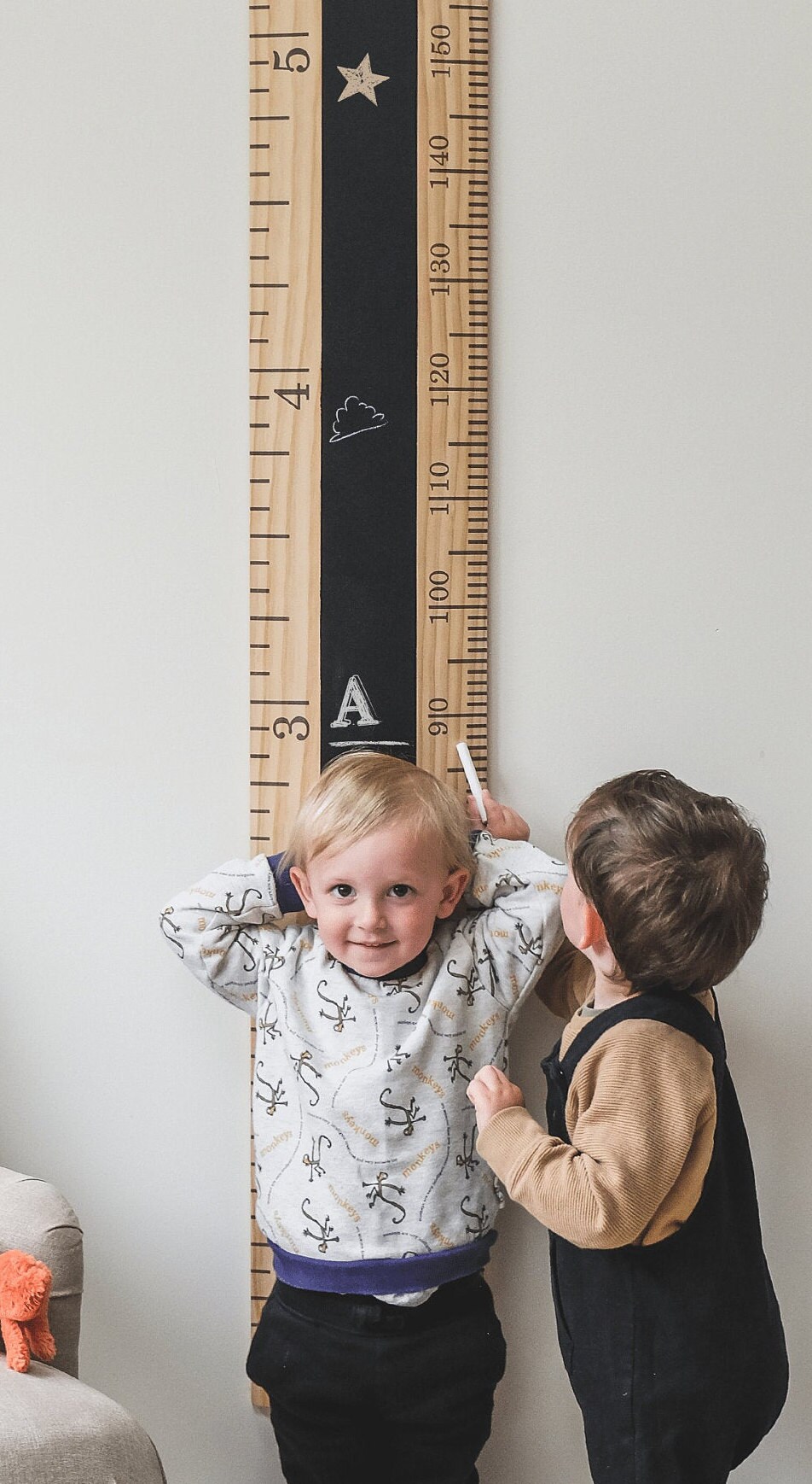 Wooden Chalkboard Height Chart Ruler Natural Finish - Personalised ...