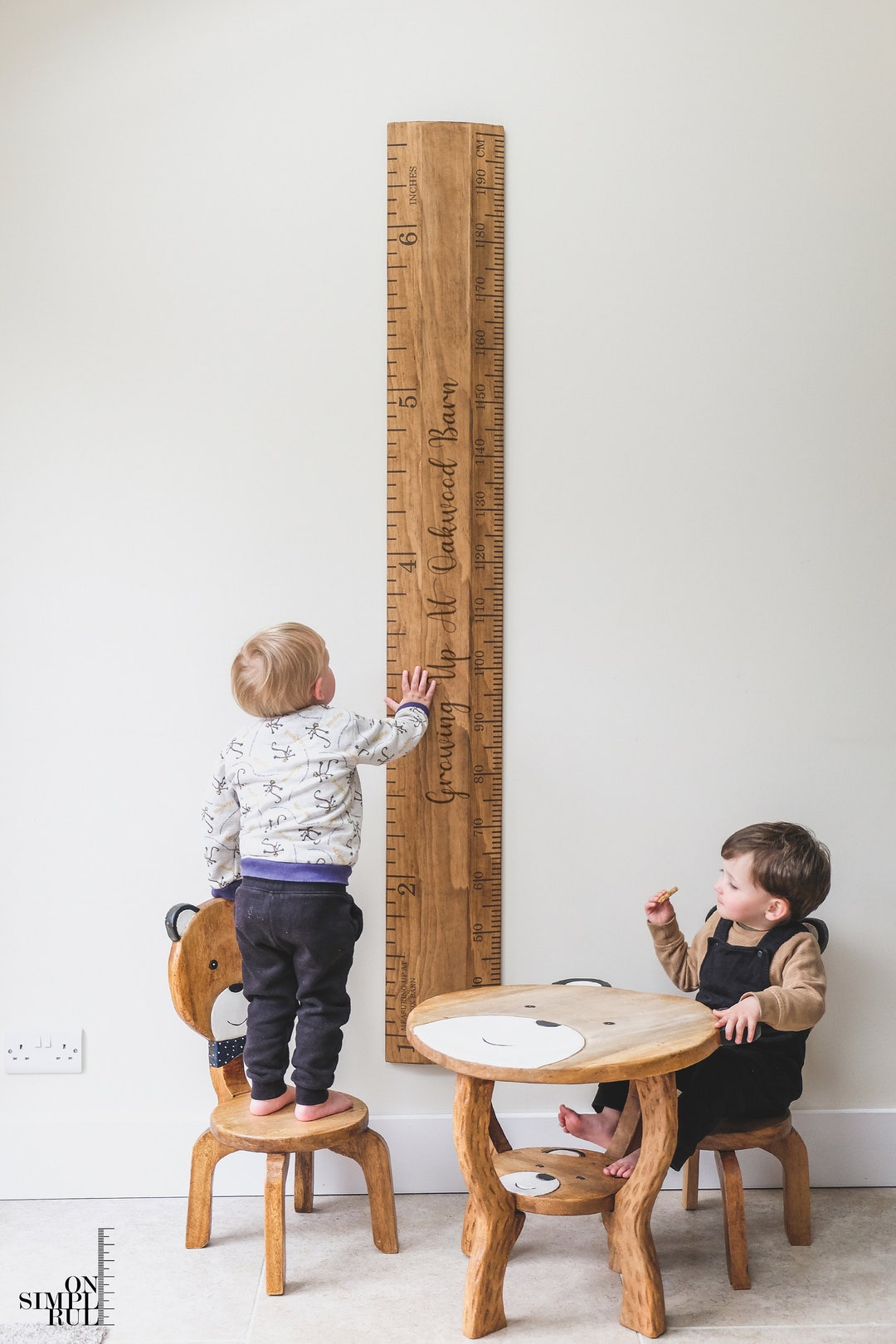 Wooden Height Chart Ruler Oak Finish - Personalised - Free UK Delivery ...