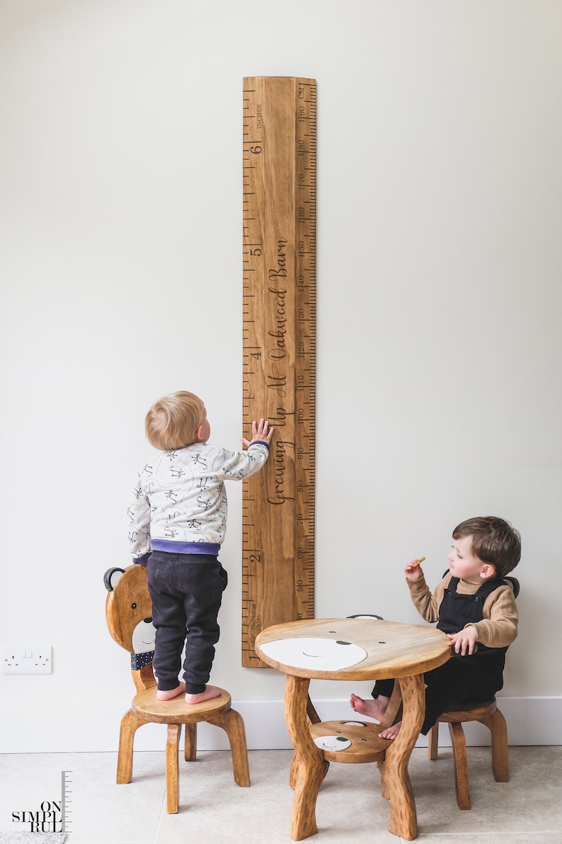 Wooden Height Chart Ruler Oak Finish Personalised Free UK | Etsy