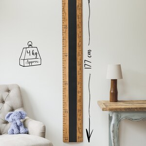 Wooden Chalkboard Height Chart Ruler Oak Finish - Personalised - Free ...