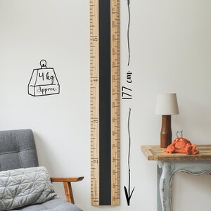 Wooden Chalkboard Height Chart Ruler Natural Finish - Personalised ...