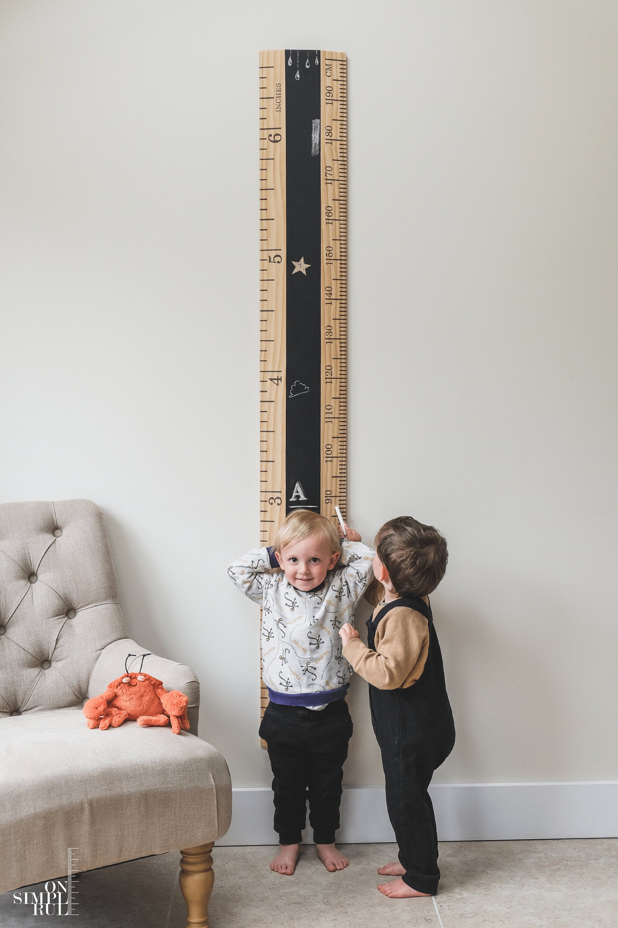 Wooden Chalkboard Height Chart Ruler Natural Finish - Personalised ...