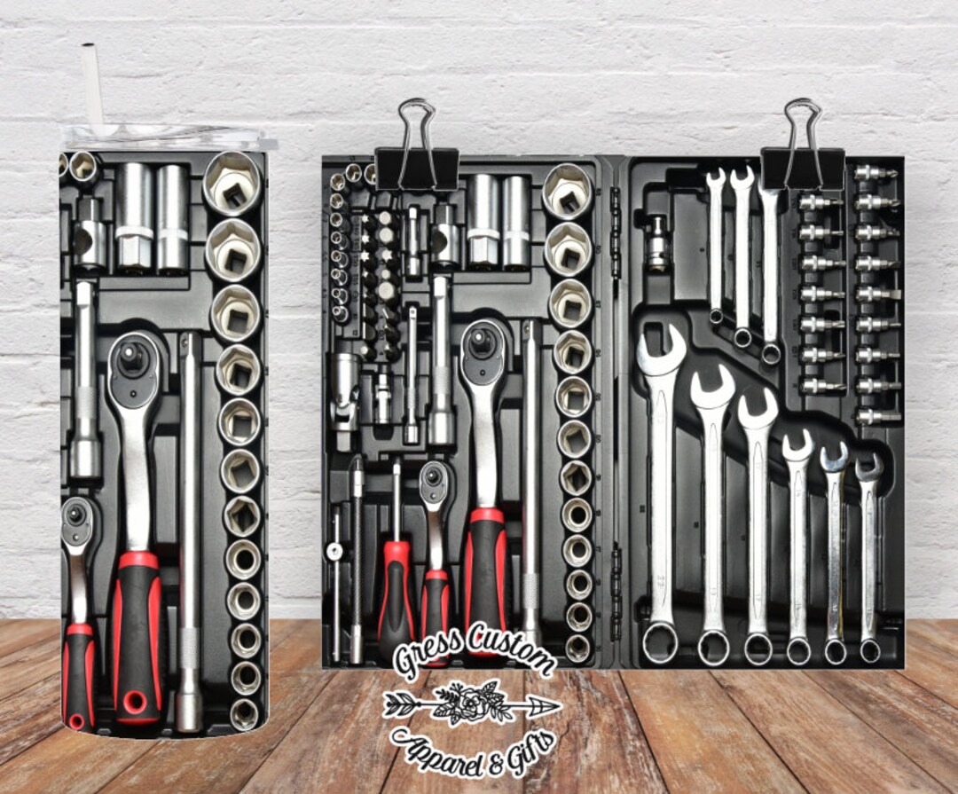 Mechanic Tool Case Sublimation Tumbler, Dad's Garage Skinny Travel Mug ...