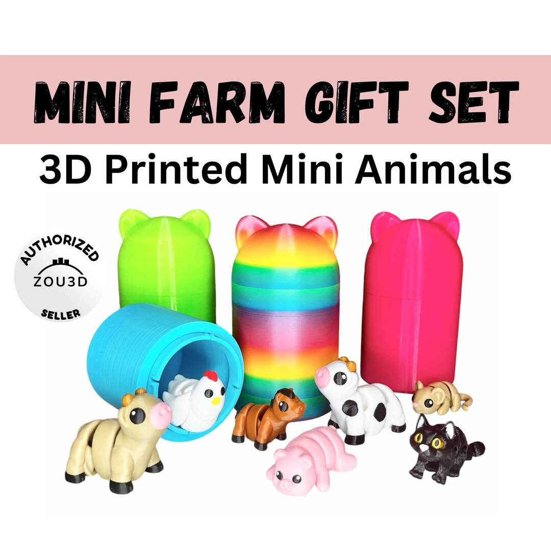 Mini Fidget Farm Animal Toys With Container - 3D Printed Sensory Toy ...