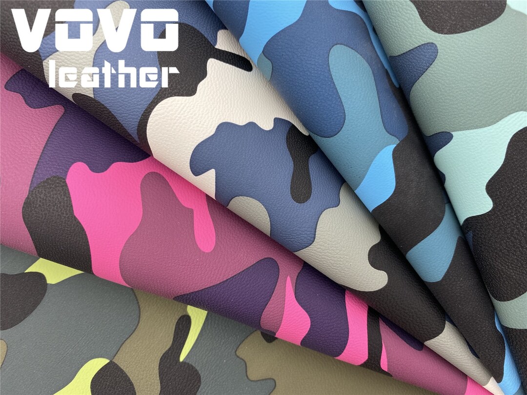 Patrón de impresión de camuflaje hojas de cuero sintético cuero vegano ...