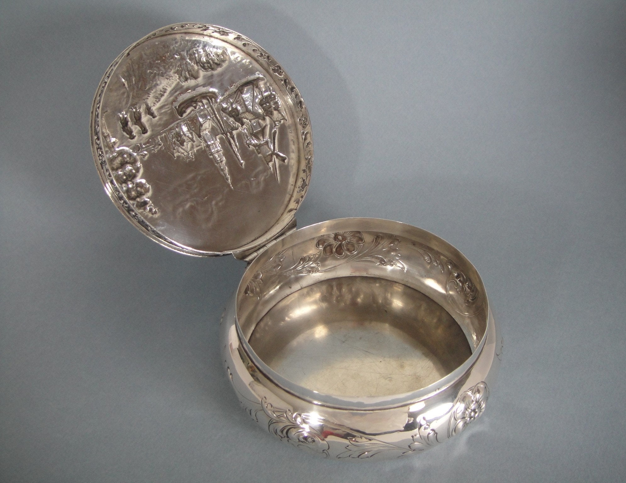 Antique Silver Biscuit Box - Etsy