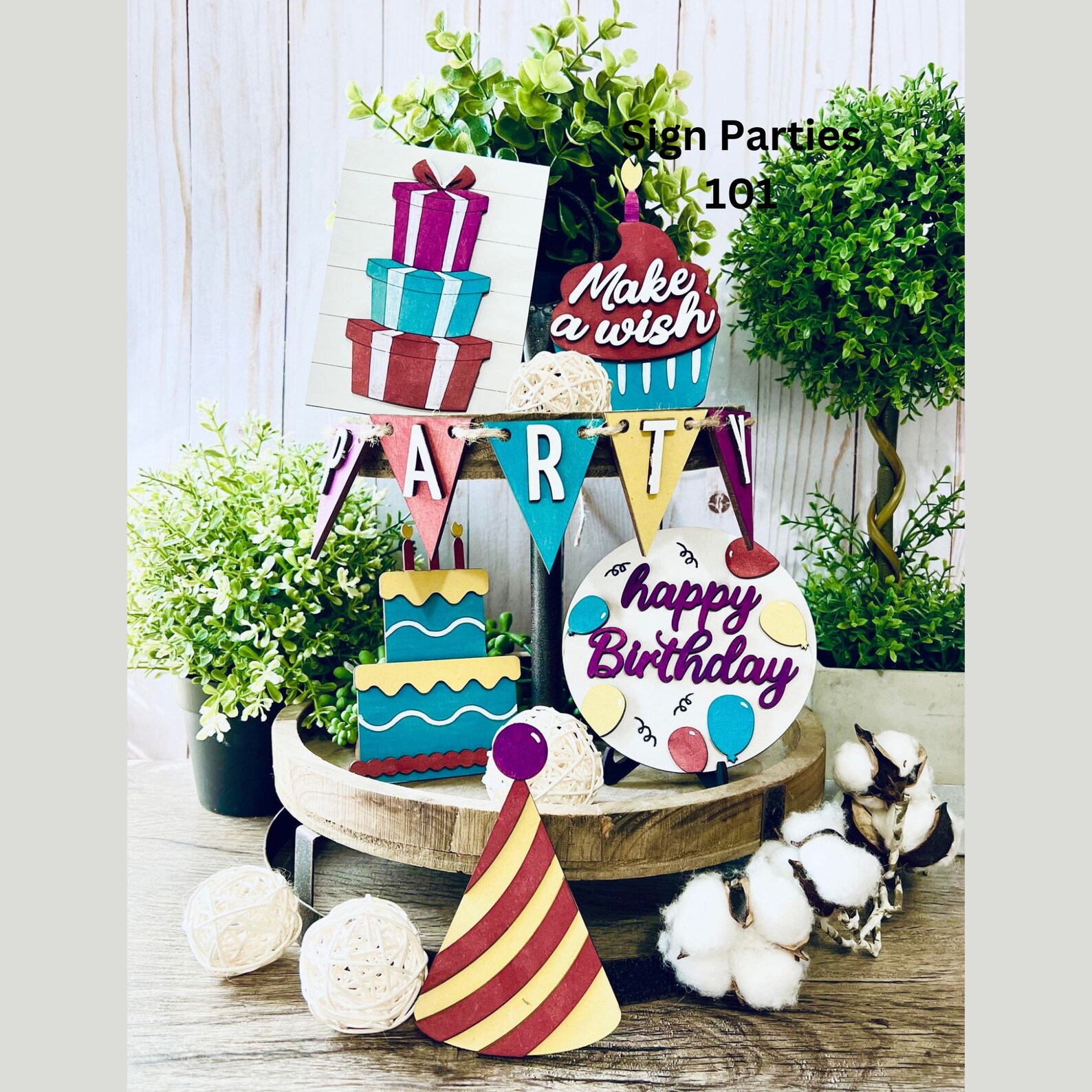 Happy Birthday Party Tiered Tray Laser Cut File for Laser Party SVG ...