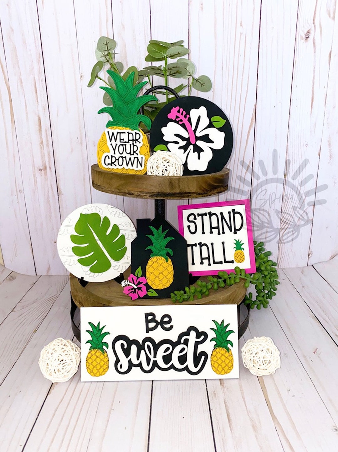 Summer Tiered Tray Laser Cut File for Laser Pineapple Tropical Tiered ...