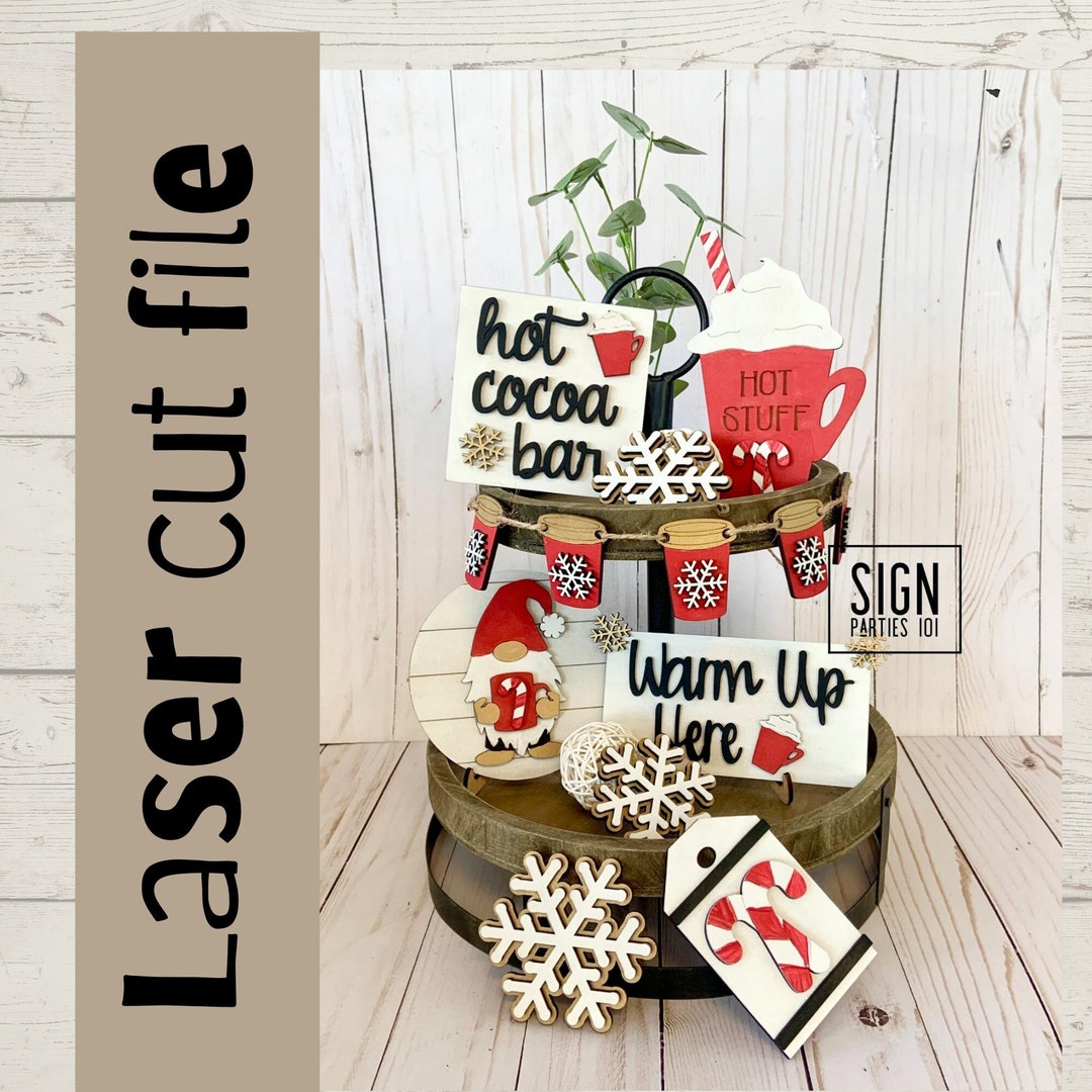 Tiered Tray Laser Cut File for Laser Fall File Hot Chocolate Tiered ...