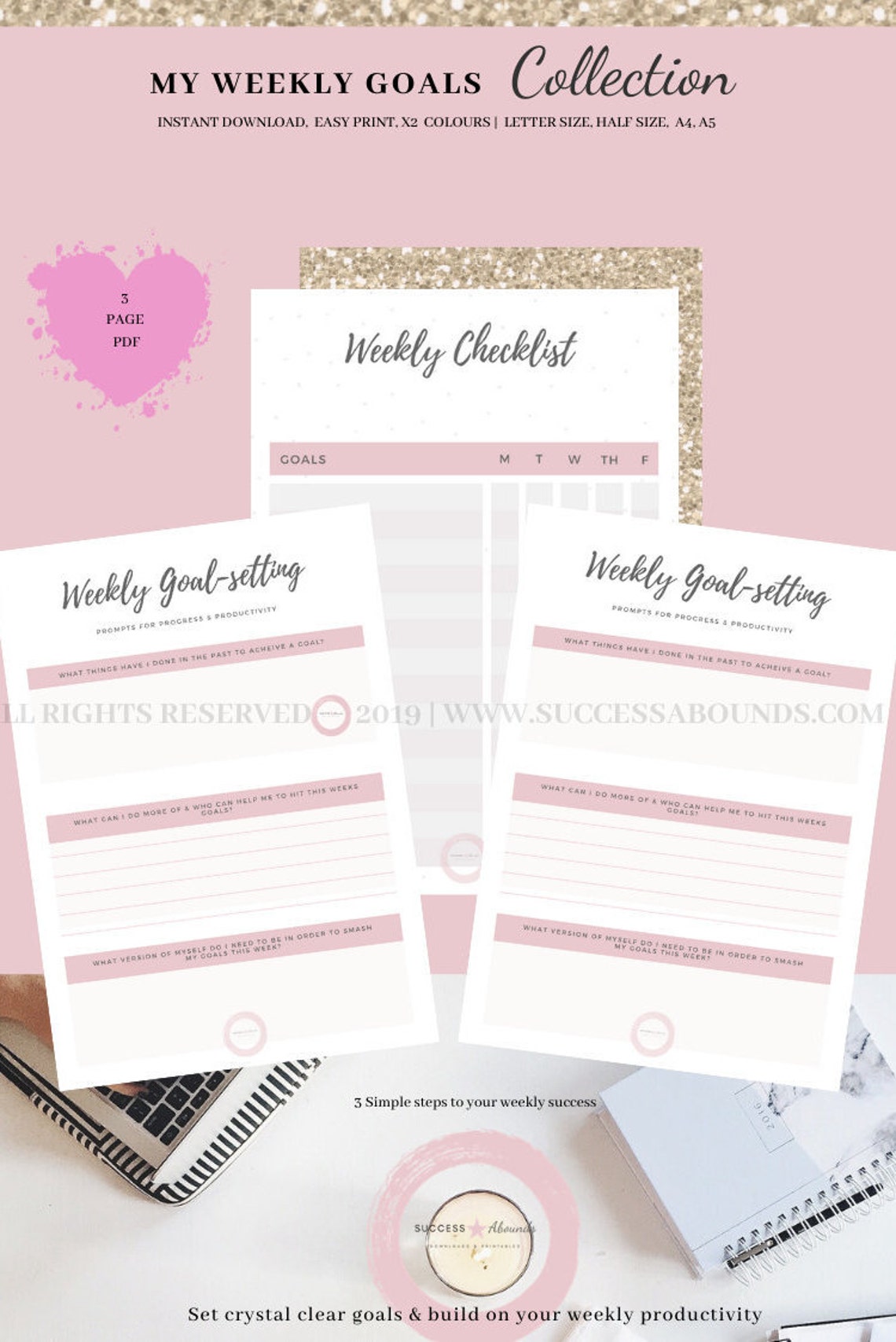 Printable Weekly Planner Printable PDF Instant Download Growth Mindset ...