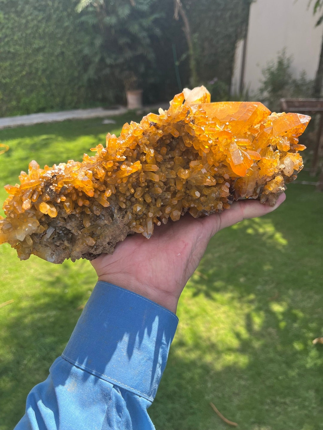 2.8 KG Big Specimen Iron Oxide Coated Yellow Quartz Crystal Clusters ...