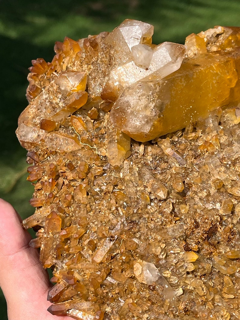 2.8 KG Big Specimen Iron Oxide Coated Yellow Quartz Crystal Clusters ...