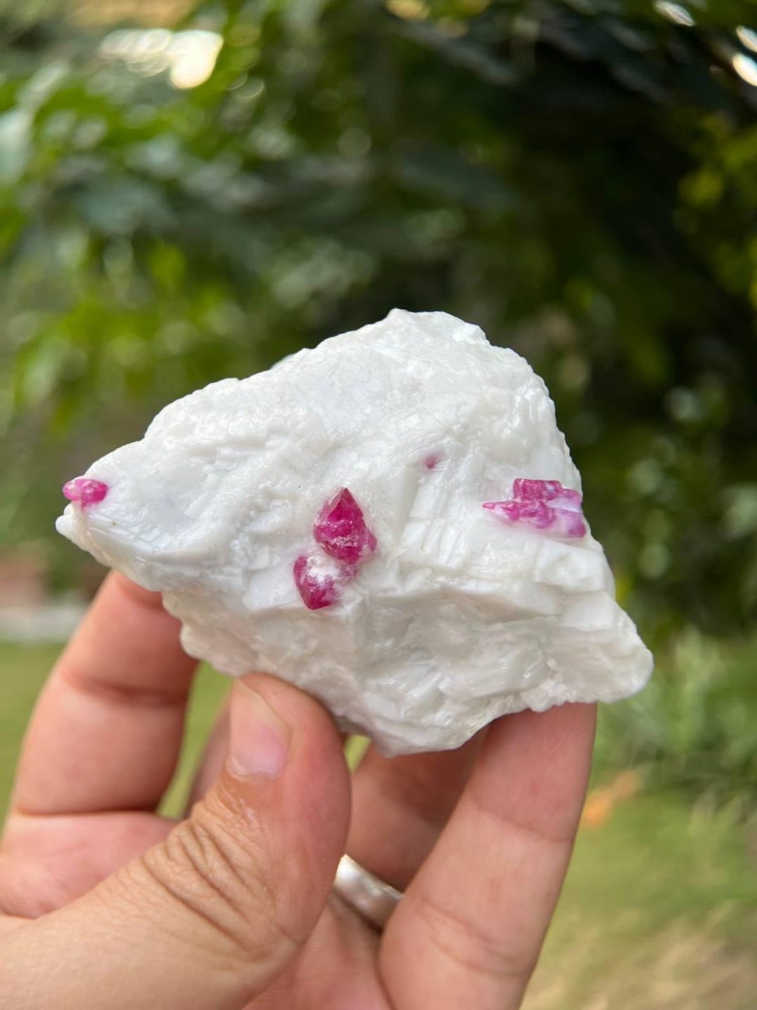 186 Gram Natural Ruby Crystals on Marble Matrix, UV Reactive Jegdalek ...