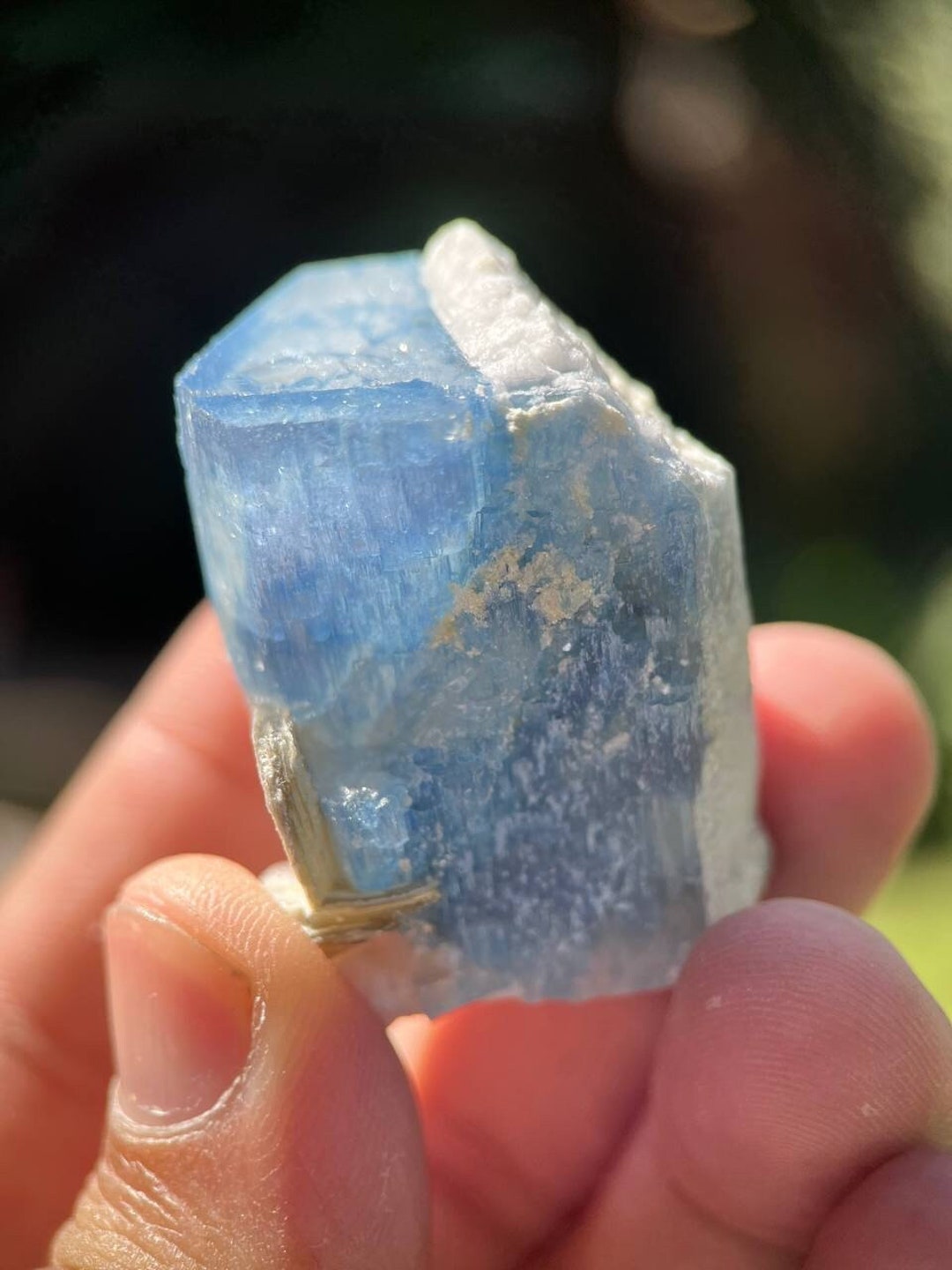 Natural Deep Blue Aquamarine Crystal With Albite Combine Crystal From ...
