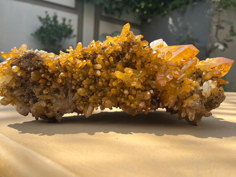 2.8 KG Big Specimen Iron Oxide Coated Yellow Quartz Crystal Clusters ...