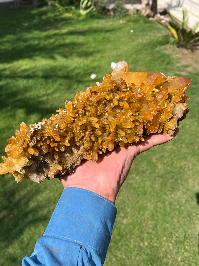 2.8 KG Big Specimen Iron Oxide Coated Yellow Quartz Crystal Clusters ...