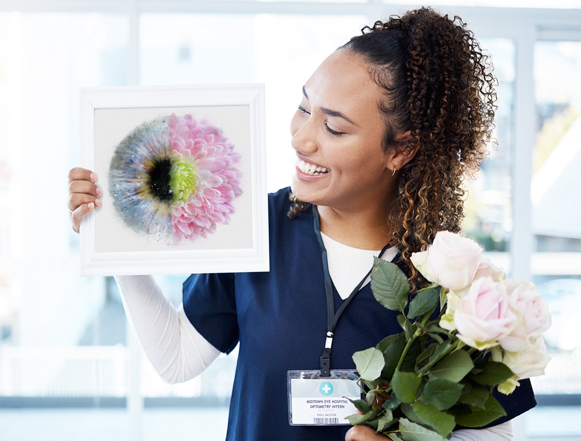 Optometry student graduation gift eye doctor art print flower - Etsy.de