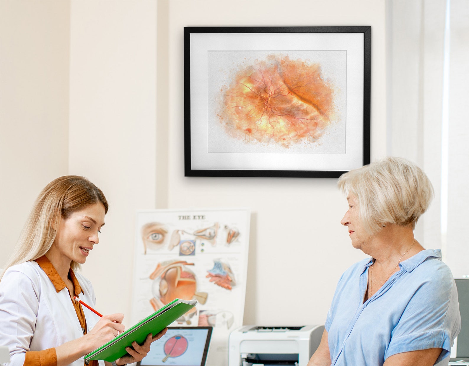 Eye Doctor Gift Retinal Detachment Watercolor-style Painting Retina Art ...