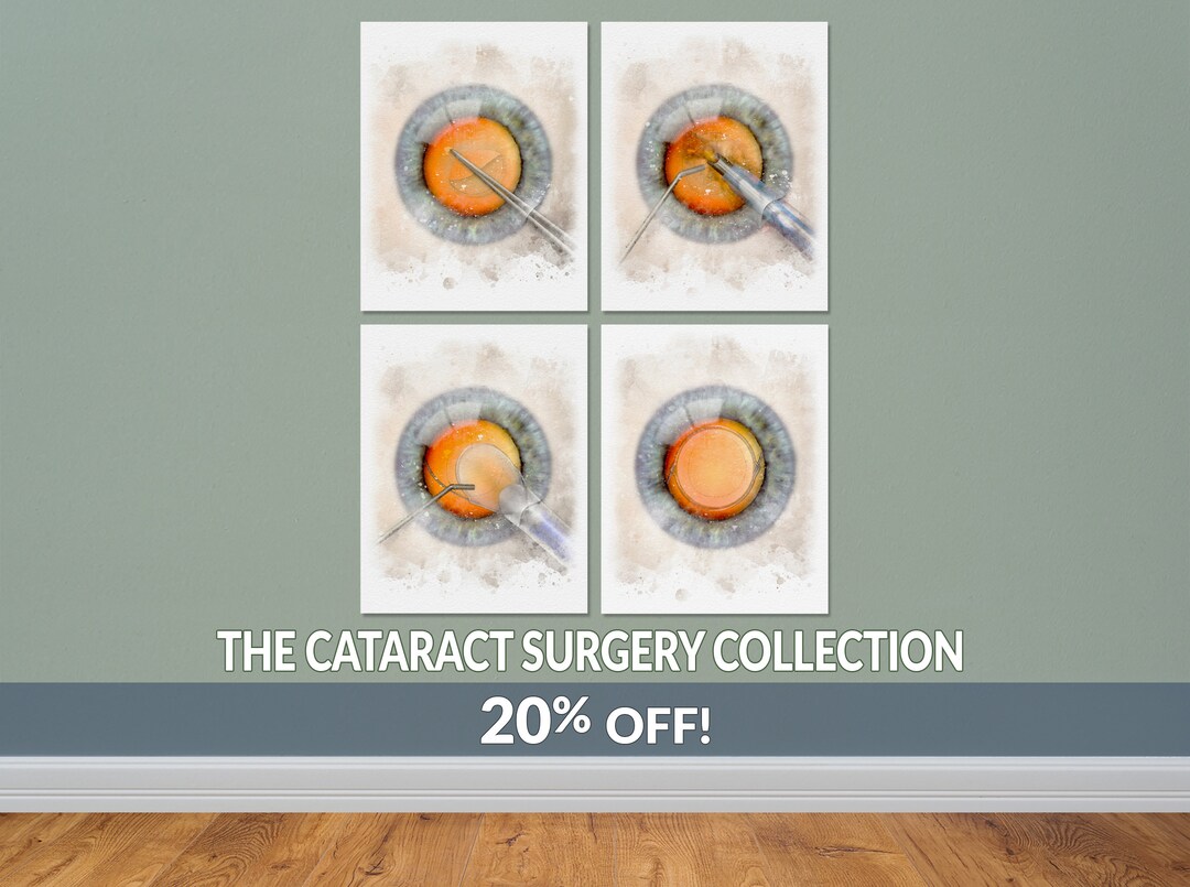Cataract Surgery Art Set – Watercolor Eye Surgical Prints for ...