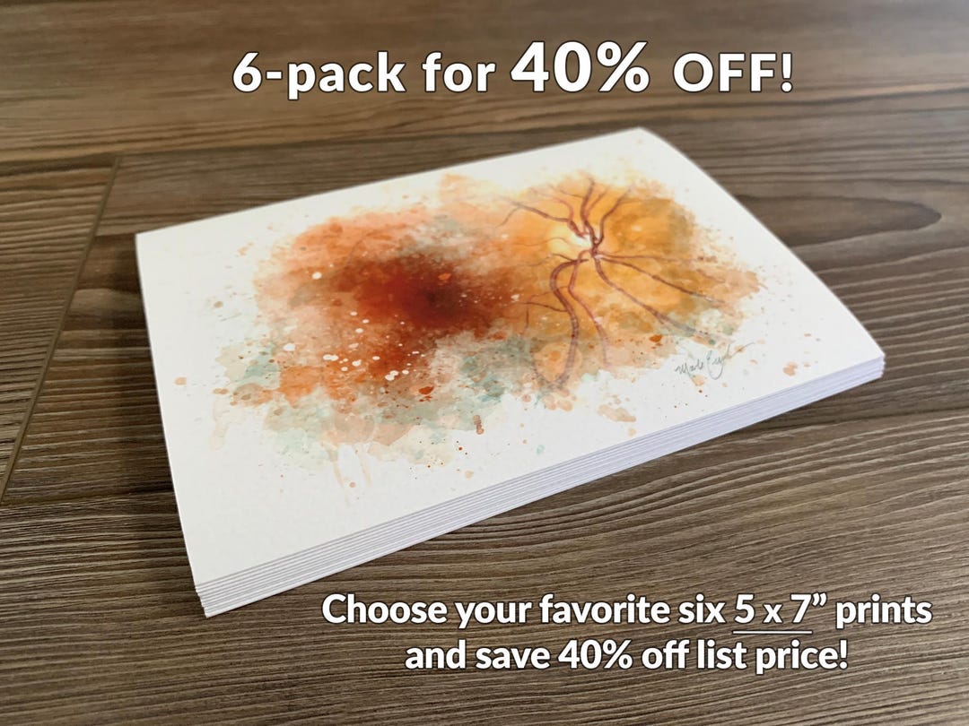 Optometry and Ophthalmology Wall Décor Art Gifts, 6 PACK of 5"x7" Hand ...