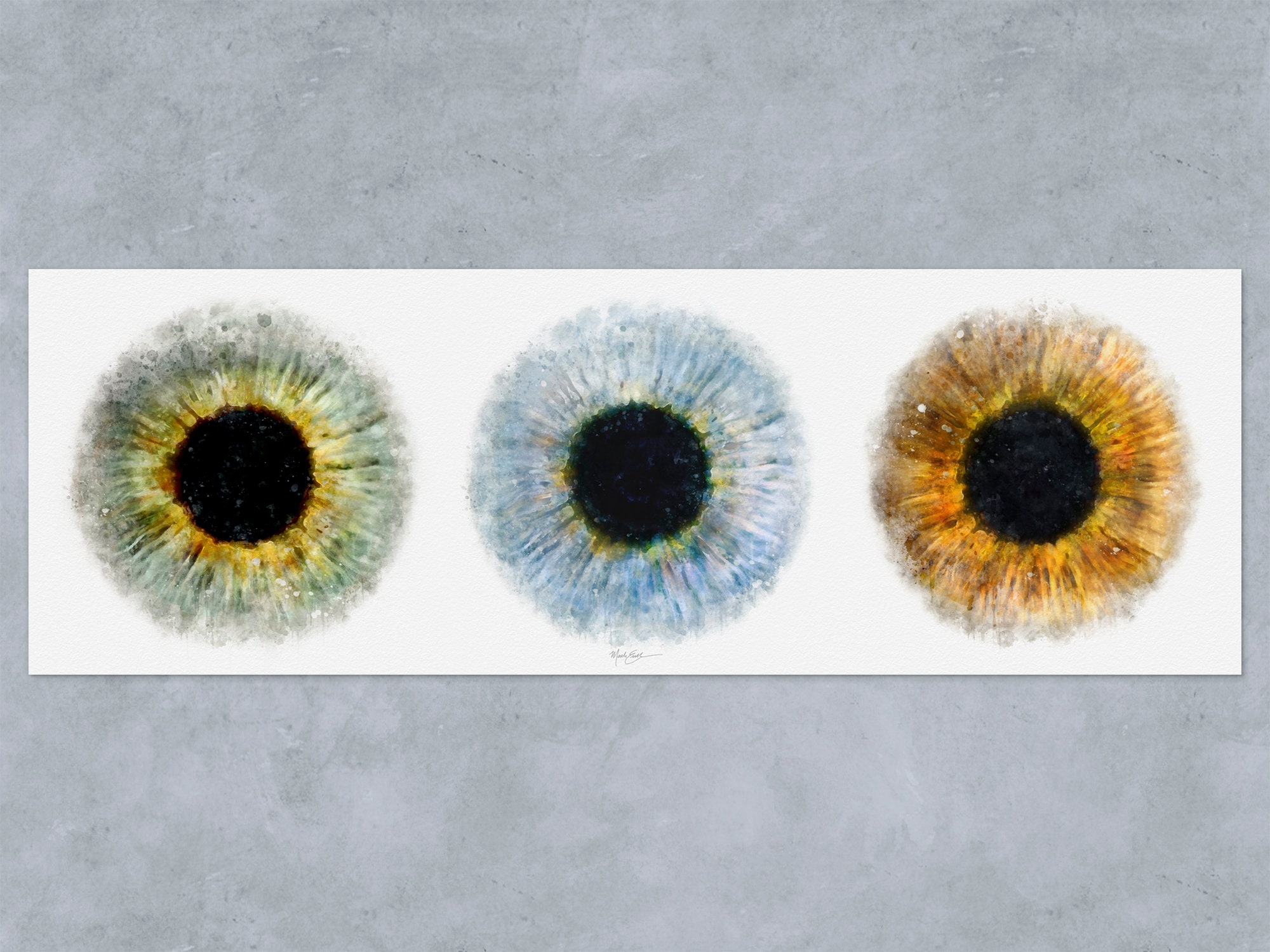 Eye Art Print Iris Art in Watercolor Style Wide Format | Etsy